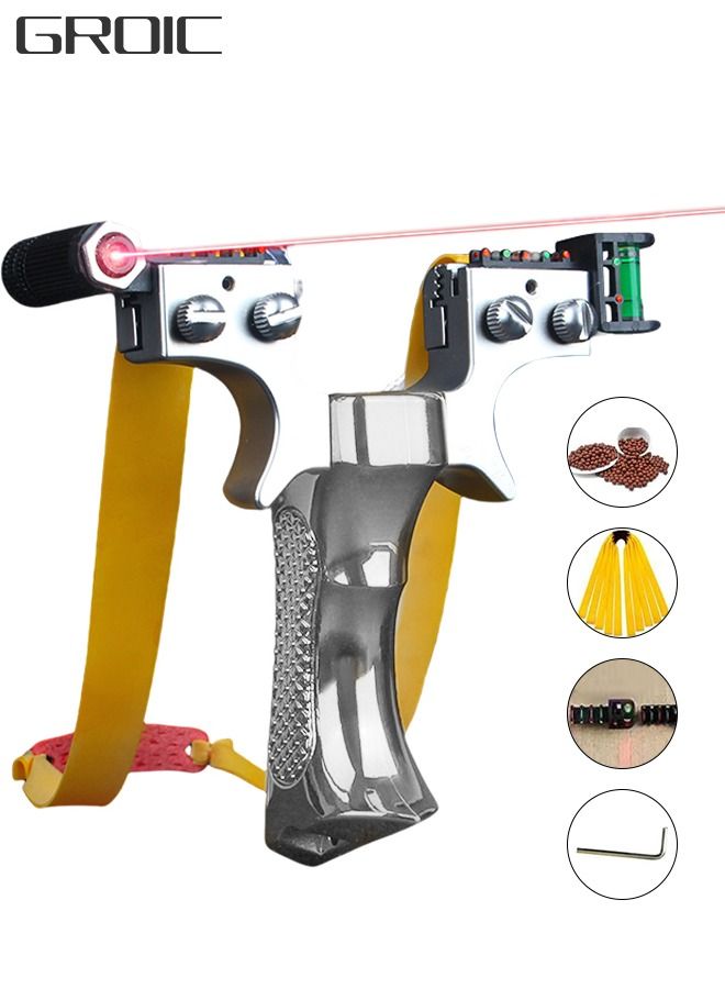 GROIC Professional Slingshots Set Laser Slingshot High Precision Flat Leather Slingshot with ...