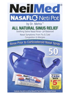 NeilMed NasaFlo Neti Pot 1 Pot & 50 Premixed Packets | Best Price UAE ...