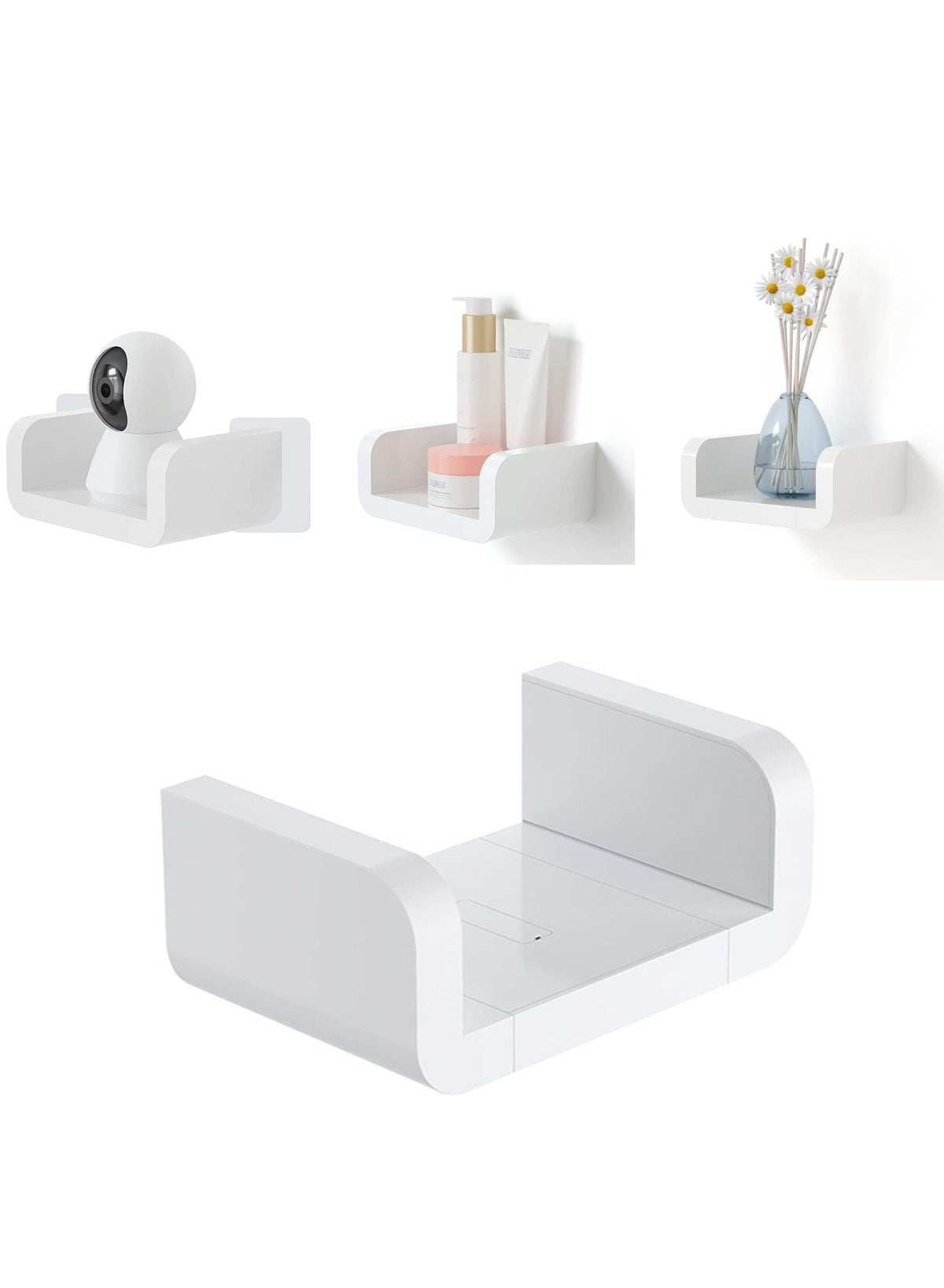 SYOSI Adhesive Floating Shelf Wall Shelf Non-Drilling Monitor Shelf for ...