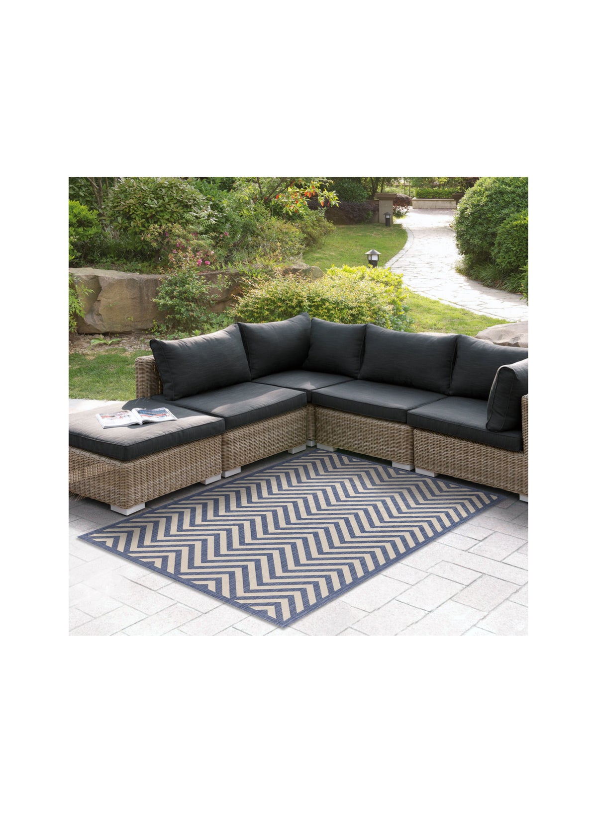 MSRUGS Chevron Dark Blue Indoor/Outdoor Rugs Flatweave Contemporary ...