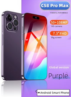 نو برانديد هاتف ذكي C58 Pro Max، للعمل والدراسة، هاتف احتياطي، شاشة 7.3 بوصة، 4K HD، ذاكرة 256 ...