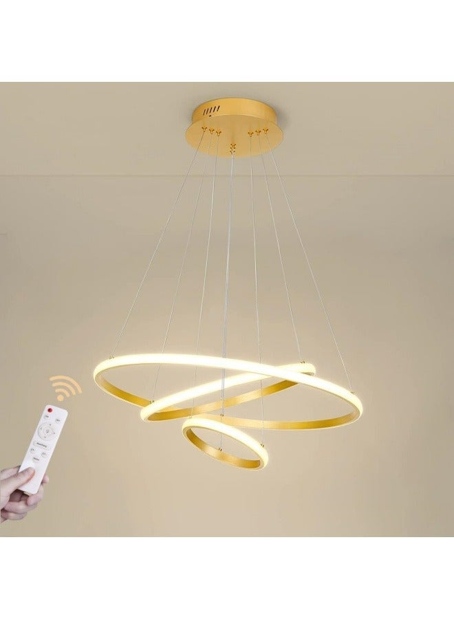 HUA QIANG WANG Modern LED Gold Chandelier 3 Ring LED Pendant Light ...