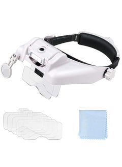 تسوق SYOSI و3 LED Headband Magnifier Illuminated Hands Free Head Magnifying Glasses for Reading ...