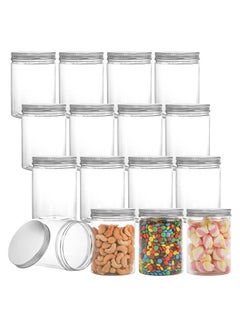 Generic 16 Pack Clear Plastic Jars Bottles Containers with Silver ...