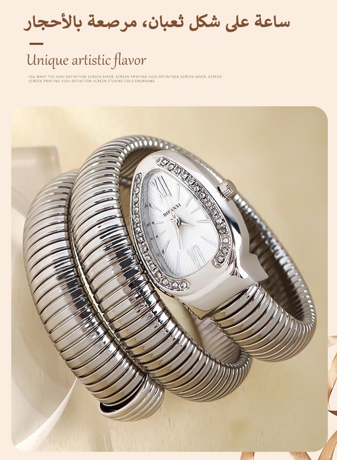 BIFANXI Ladies Fashion Watch, Snake-Shaped Diamond Design Quartz Watch ...