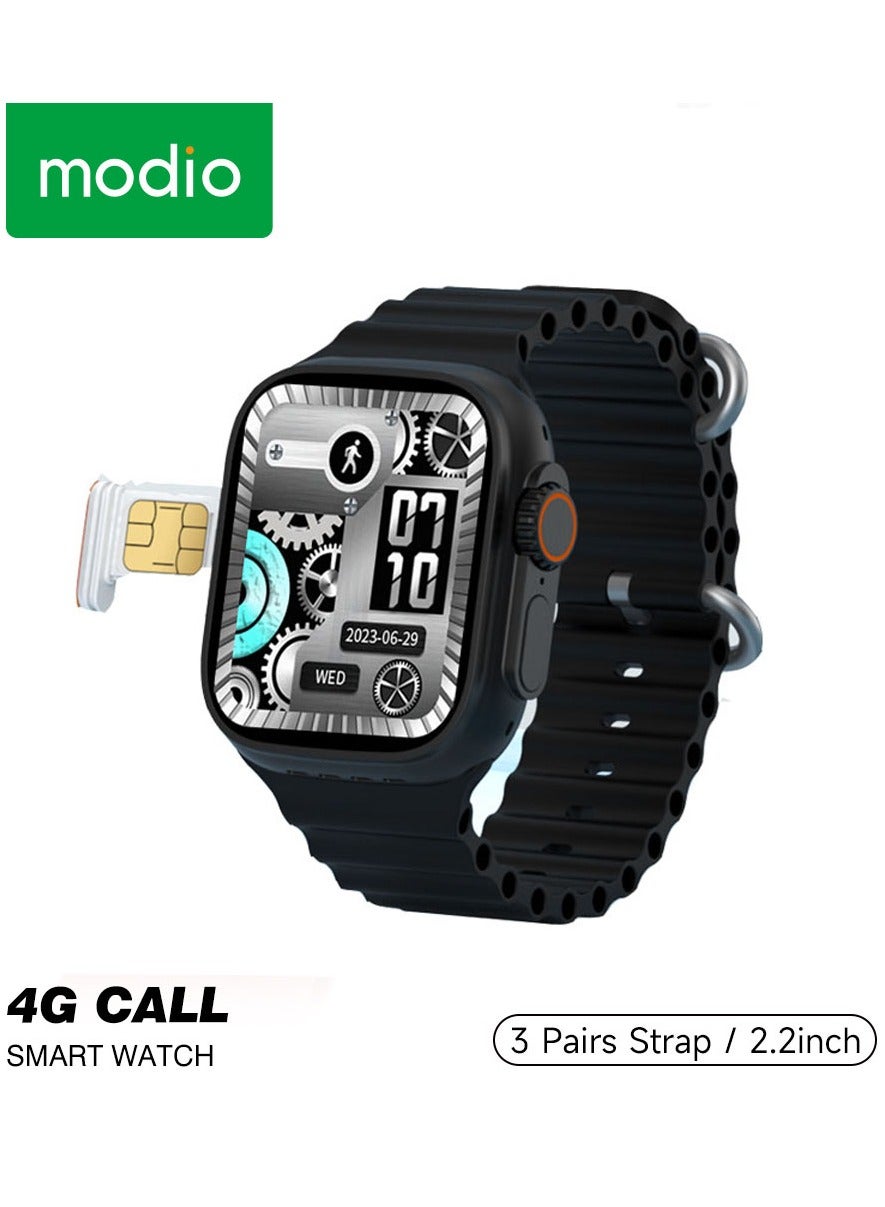 modio Modio 4G Call 2.2 Inch Full Screen Display Sim Card Supporting Smart Watch With 3 Pair ...