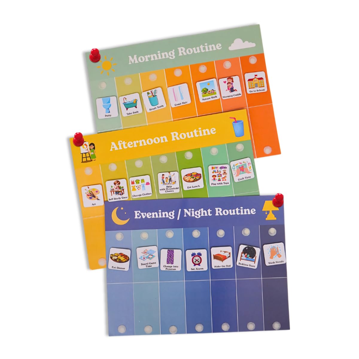 Little Minds at Work Daily Routine Chart for Kids Set of 3 | Morning ...