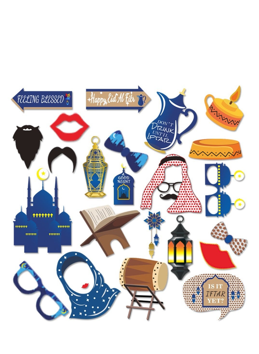 Y&D Eid Photo Booth Props - Pack of Eid Decorations | Eid Photo Props ...
