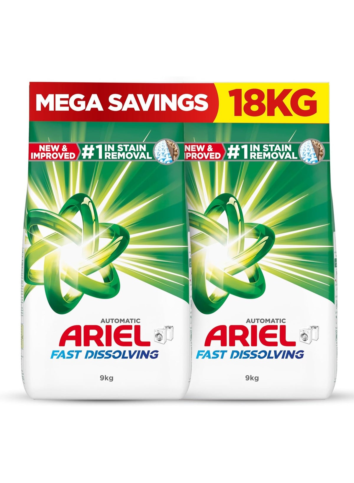 Ariel Fast Dissolving Laundry Detergent Powder Dual Pack 2 x 9kg | Best ...