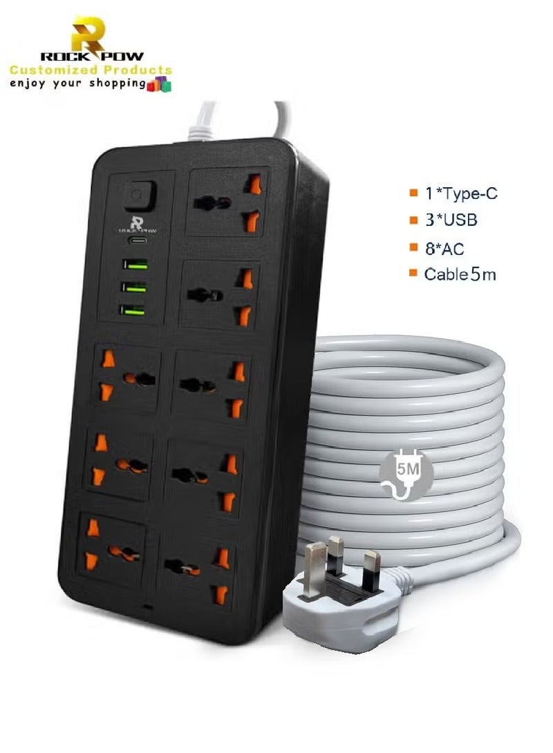 Rock Pow 5 Meters Universal Extension Lead with Multiple Function UK ...
