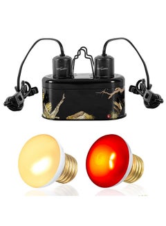 REPTIZOO REPTIZOO Nano Dual Dome Reptile Light Fixture and 25W Reptile Heat Lamp Combo Pack ...