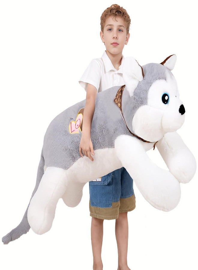 Dalmao 40 inch Jumbo Husky Stuffed Animals, Giant Wolf Dog Plush Toys ...