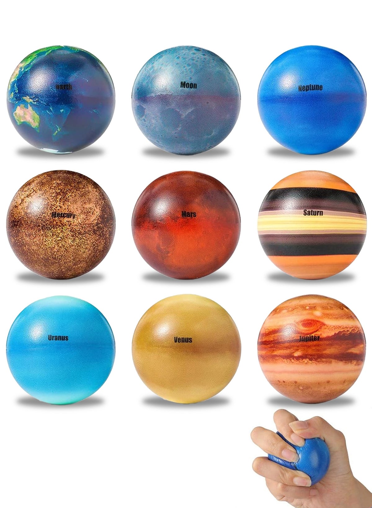 Generic 9 Pieces Planetary Stress Ball Toy, Space Educational Toys ...