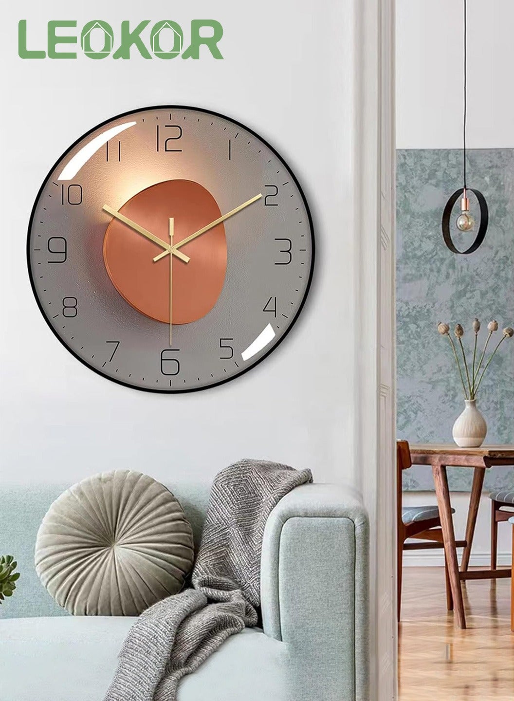 LEOKOR 12 Inch Wall Clock 3D Curved Glass Large Wall Clock Silent Non ...