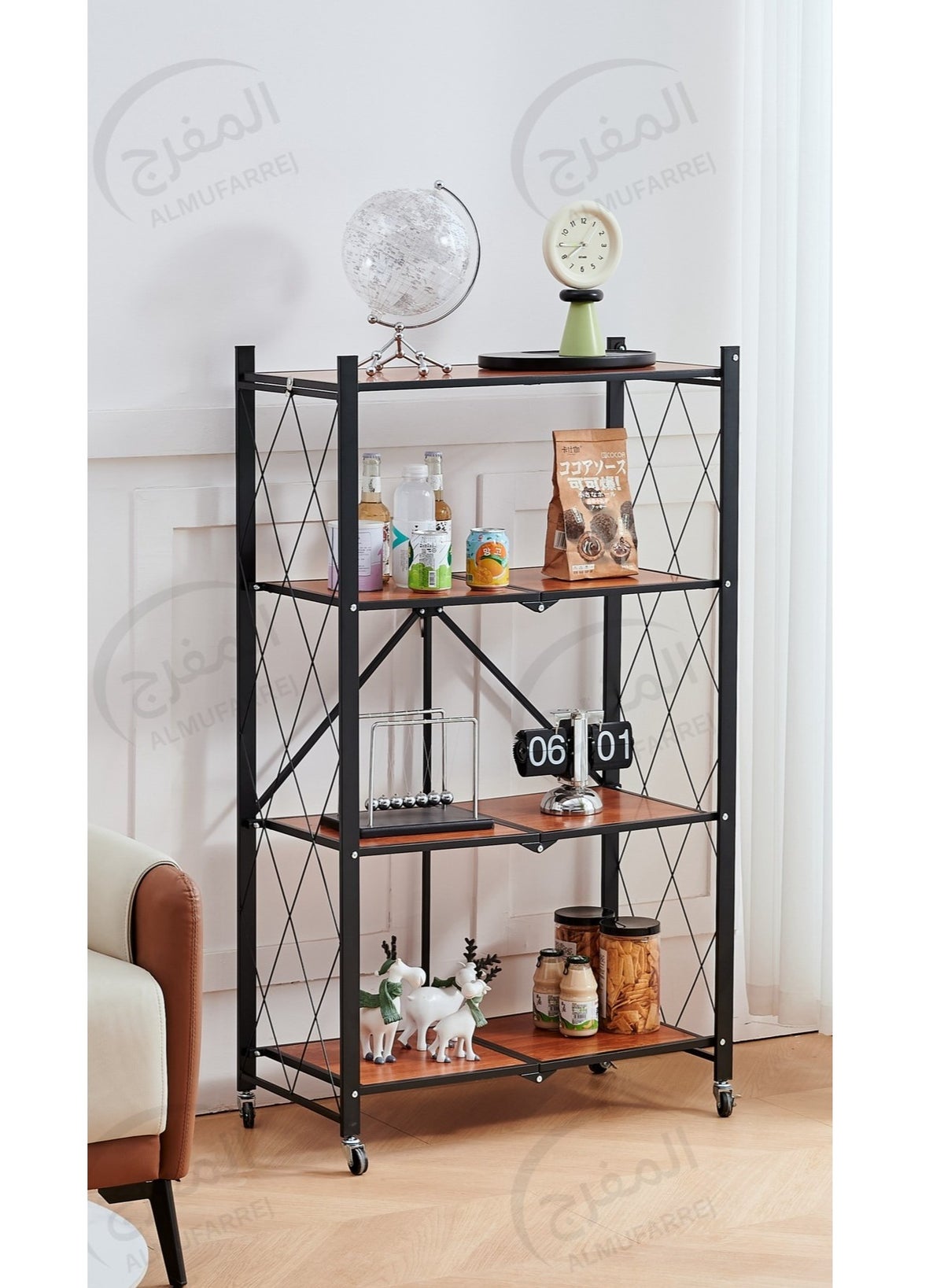 ALMUFARREJ Coffee Corner Table, Side Table, Bookcase with 4 Wood ...