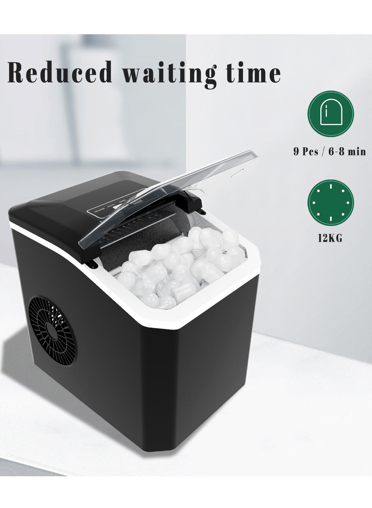 JoyousSto Bullet Ice Cube Maker 12kg/24 Hrs Ice Making Capacity with ...