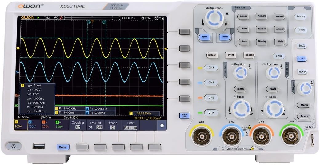 Owon OWON XDS3104E Digital Oscilloscope 100Mhz DSO 4 Channels 1GSS 8 BITS LCD with Touch screen ...