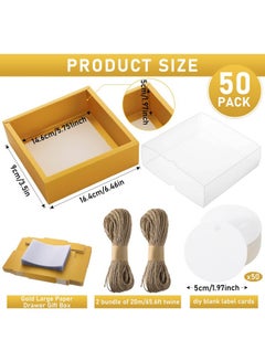 Roowest 50 Sets Kraft Gift Boxes Rectangle Kraft Paper Drawer Box With ...