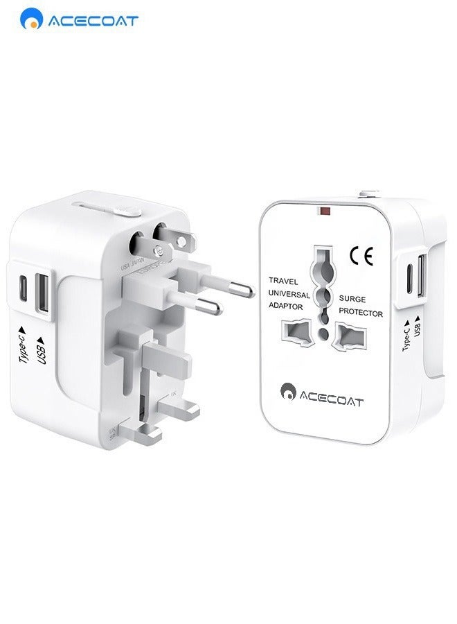 ACECOAT Universal Travel Adapter Worldwide Plug Adaptor with USB-C ...