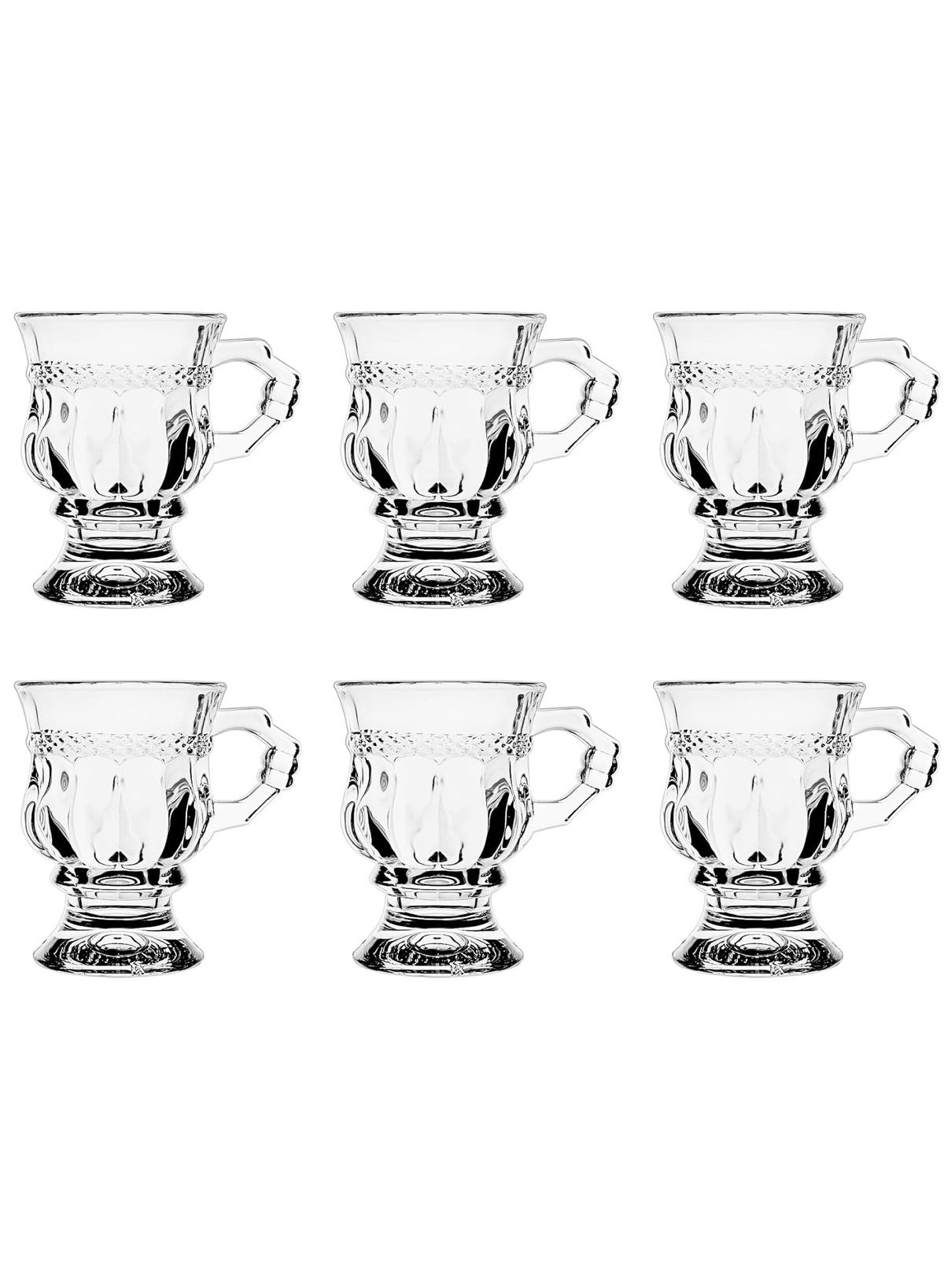 TDAO 6-Pack Glass Coffee Mug, Clear Espresso Cups with Handles, Glass Coffee Cups for Latte ...