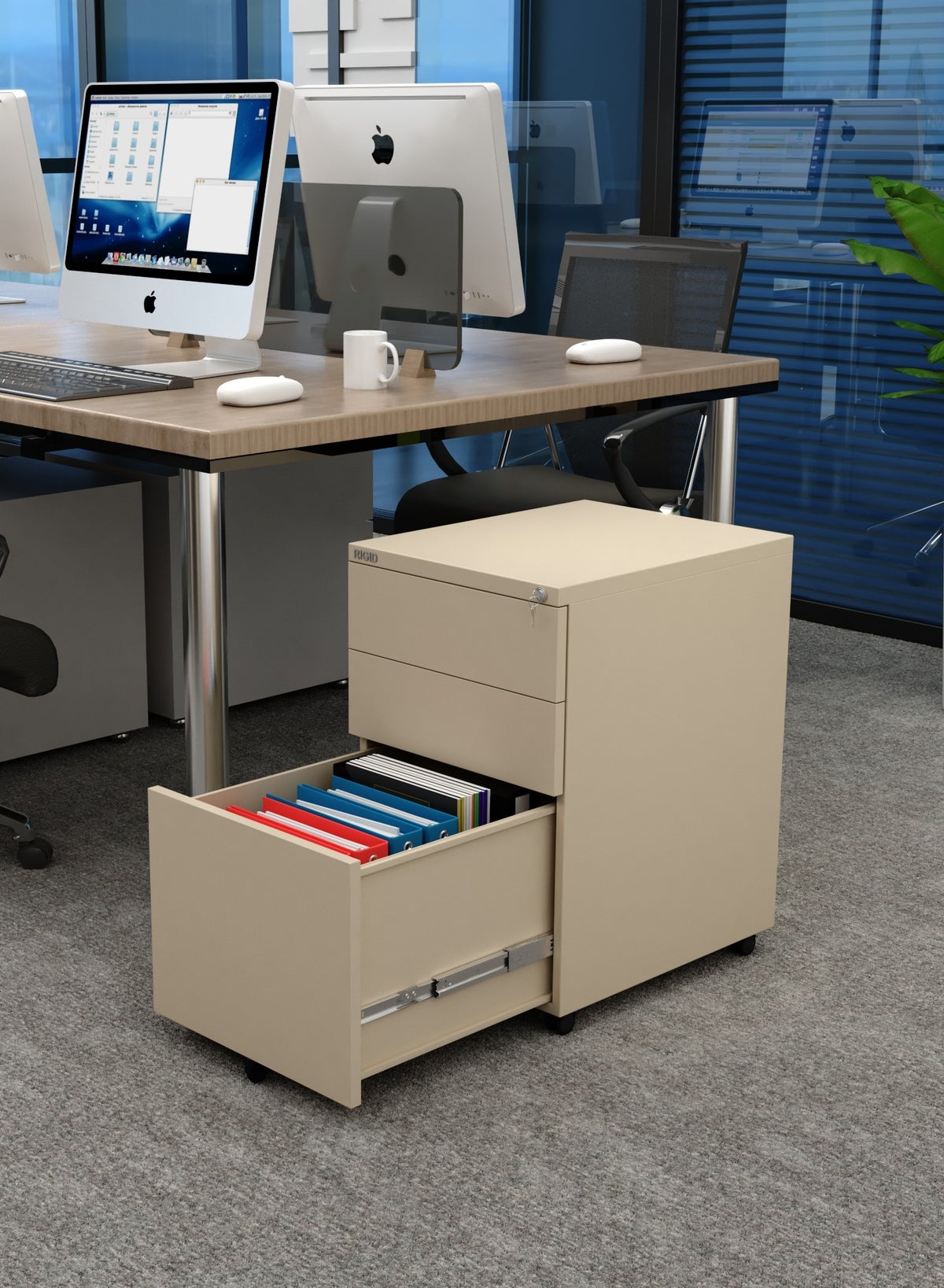RIGID RIGID Steel Mobile Pedestal 2 Box Drawers + 1 File Drawer Cabinet ...