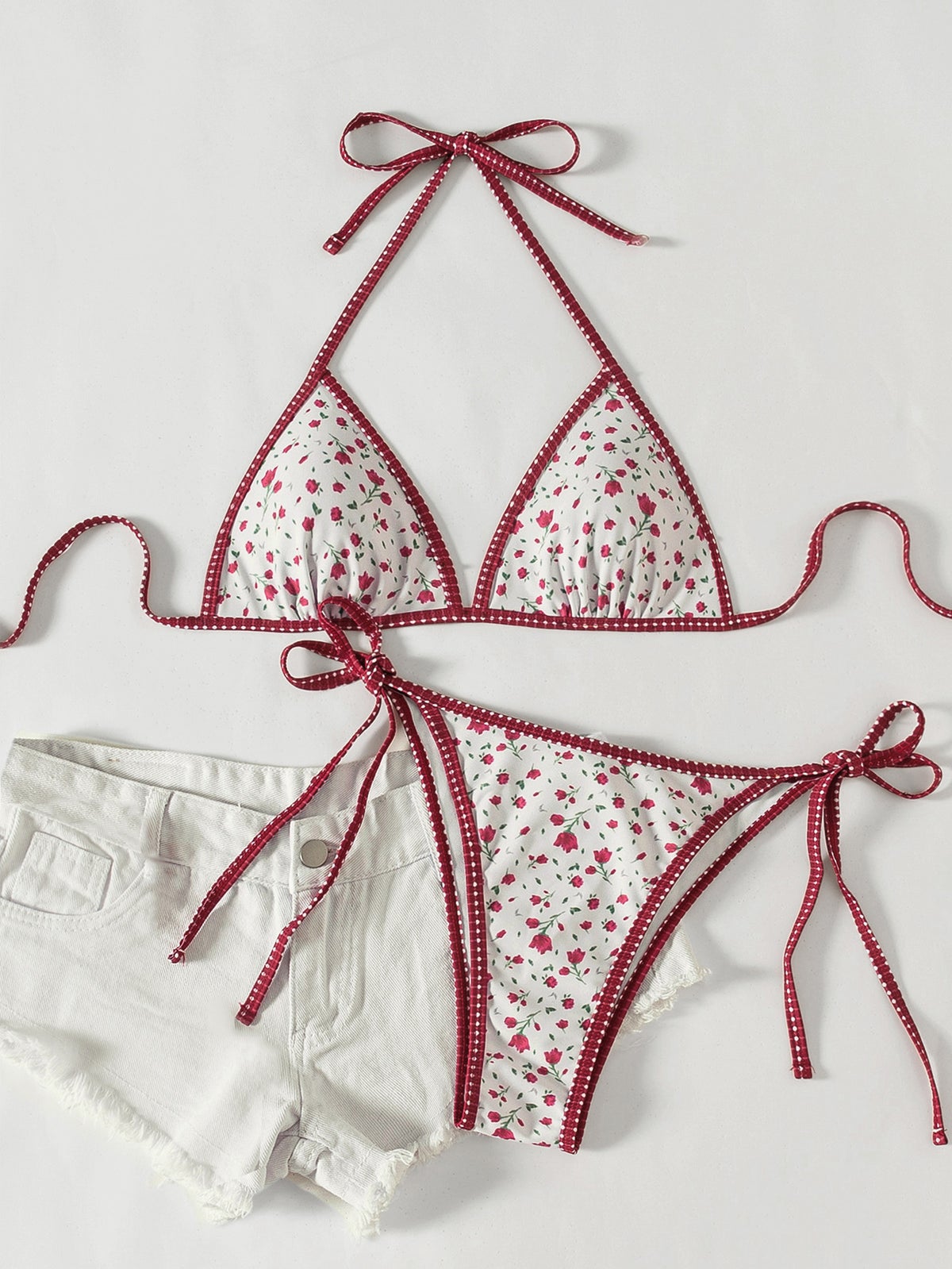 Generic Bikini Three-Point Black And White Printed Split Bikini ...