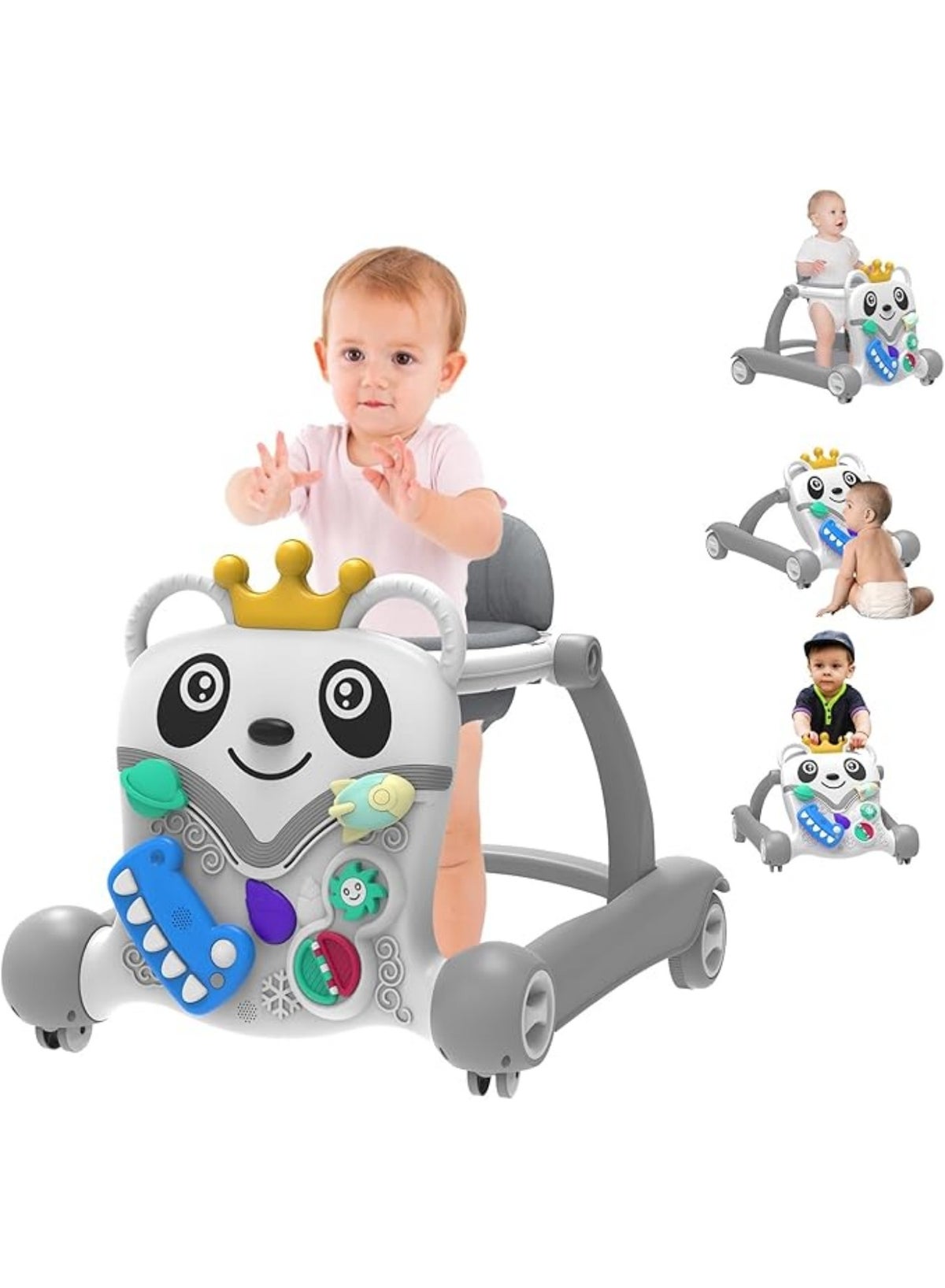 MAAS 3 in 1 Baby Walker, Baby Push Walker, Foldable Baby Walker with Music, Steering Wheel ...