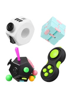 Excefore 4 Pieces Handheld Mini Fidget Toy Set Include 12-Side Fidget ...