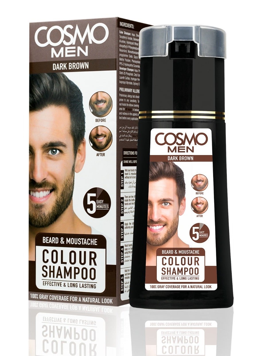 COSMO Beard And Moustache Color Shampoo Dark Brown 180 Ml | Best Price ...