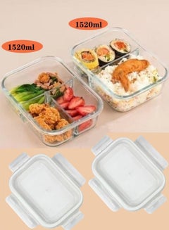 XiuWoo 2 Piece High Borosilicate Glass Microwaveable Large Lunch Boxes ...