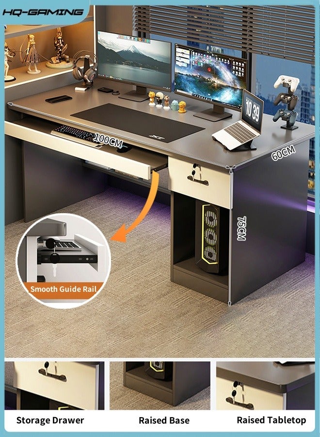 HQ-GAMING Computer Desk with Keyboard Tray, Home Office Desk Industrial ...