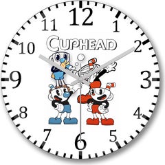 Baskı Dükkanı Print Shop Cuphead Three Wall Clock Curved Real Glass UAE ...