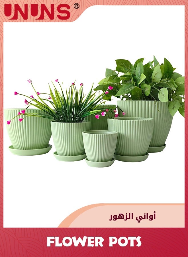 UNUNS 6 Pack Plastic Flower Pot,Plant Planters With Drainage Holes And ...