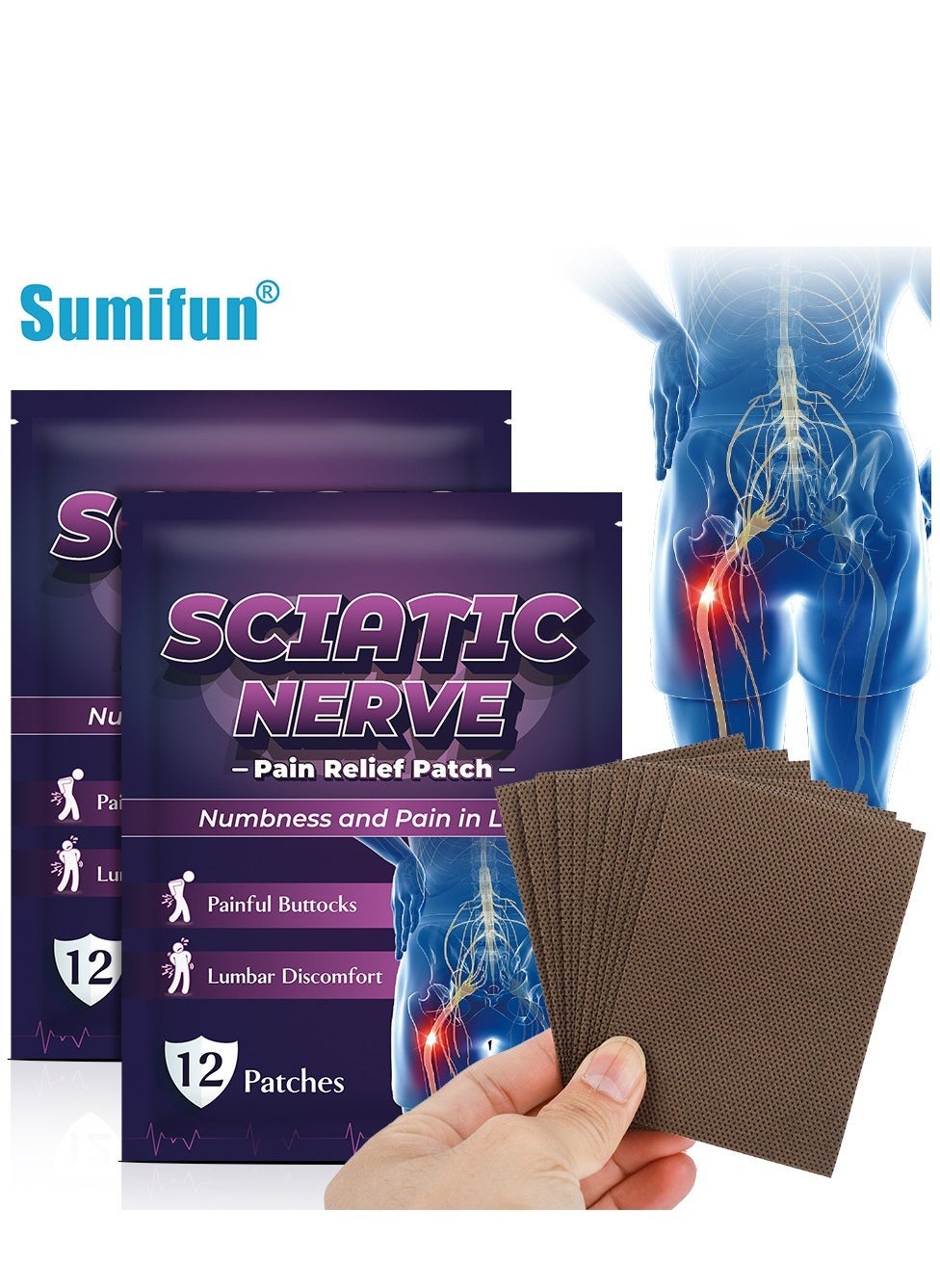 Sumifun 2 PACK Sciatica Patch,Sciatic Nerve Pain Patch, Sciatic Nerve ...