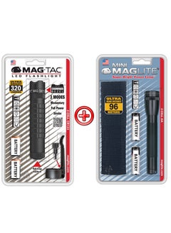 MAGLITE Pack of Maglite Mag-Tac LED Flashlight Crowned Bezel 2-Cell ...