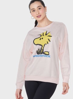 Buy Peanuts Pink Snoopy Crew Neck Sweatshirt for Women in UAE
