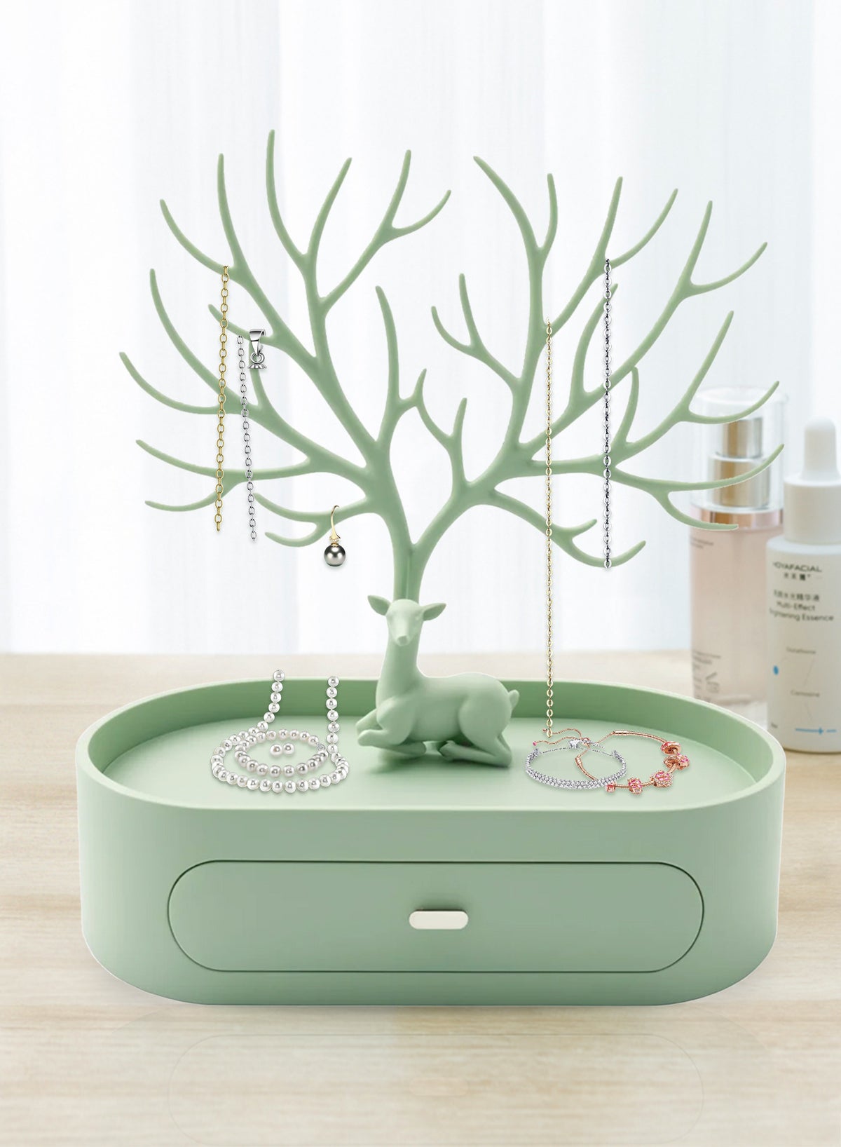 Generic Antler Jewelry Display Stand with Drawers, Jewelry Tree Hanging ...