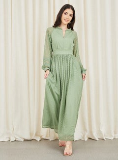 Styli Dobby Zig Zag Textured A-Line Maxi Dress KSA | Riyadh, Jeddah