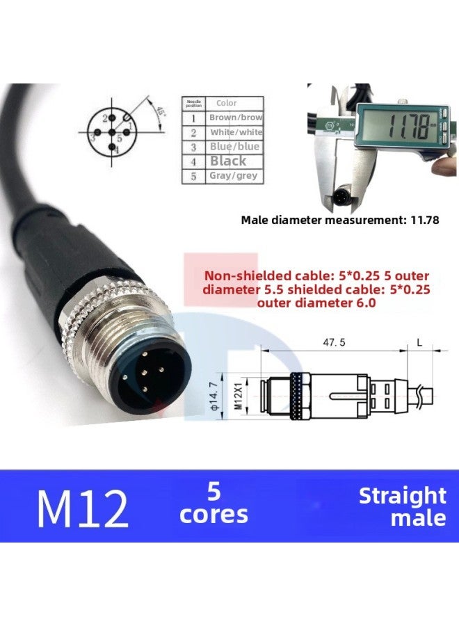 Generic Aviation Plug M12-4 Core 5 Core 8 Core Belt Line 2 Meters ...