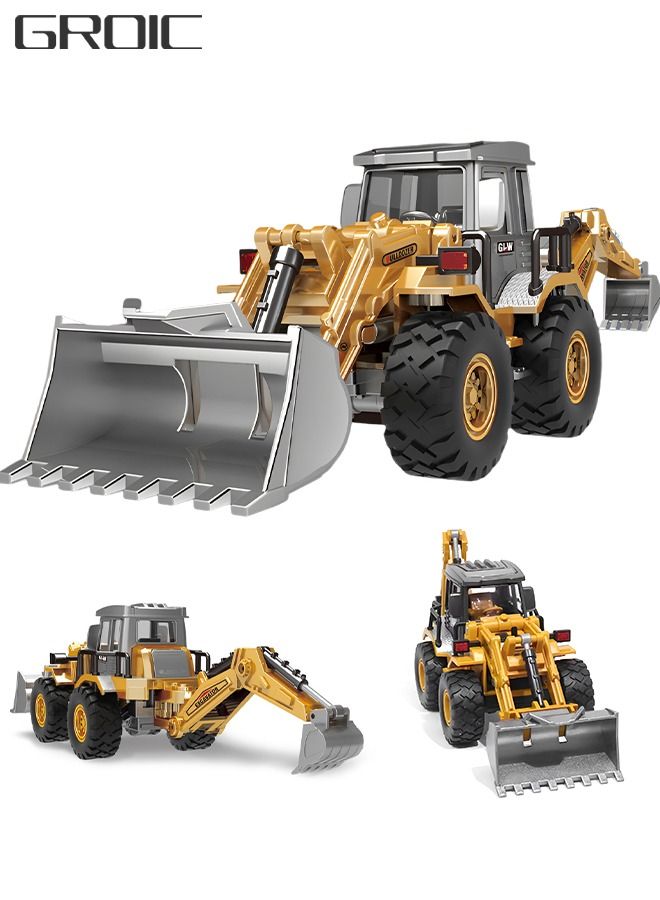 GROIC Diecast Backhoe Loader Toy, Excavator Bulldozer Car Heavy Duty ...