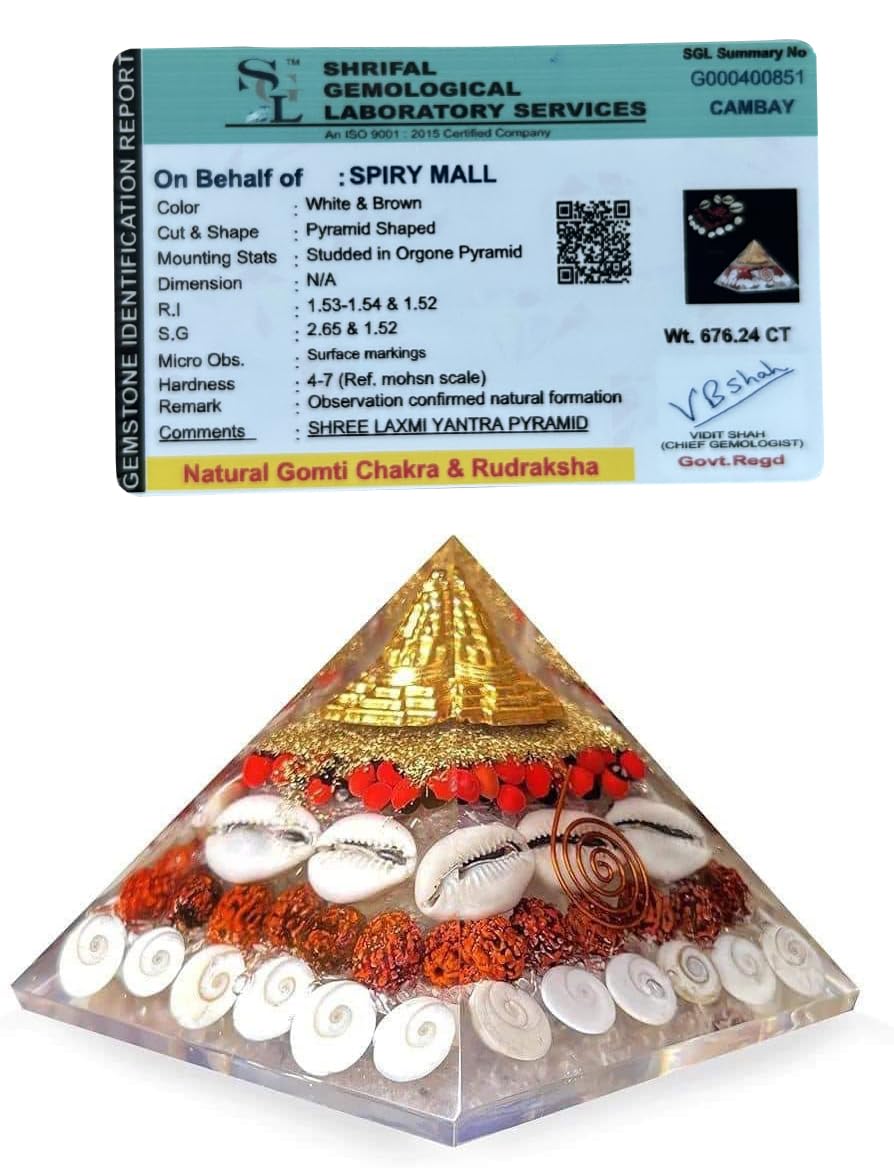 Spiry Gomati Chakra - Laxmi Pyramid - Shree Yantra - 75mm Lakshmi ...