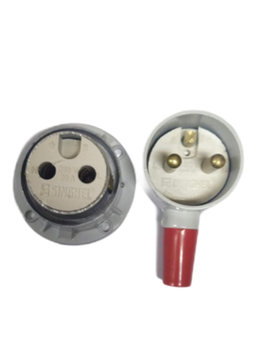 SINGHEL Industrial Plug and Socket Metal Clad Protected 20 Amp 2 Pole ...