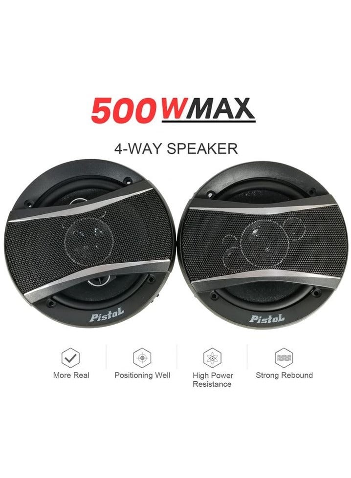 Generic Car Speakers 2 Pcs Set 500W 4-Way Coaxial Speakers 6-Inch with ...