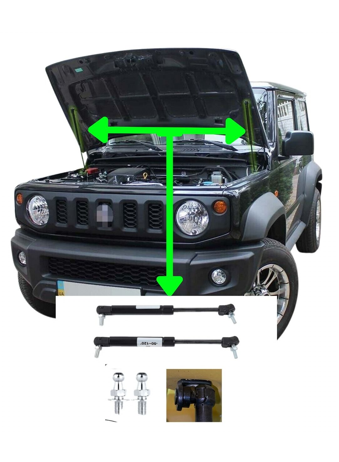 Generic Jimny.mall Suzuki Jimny Hydraulic hood struts conversion kit ...