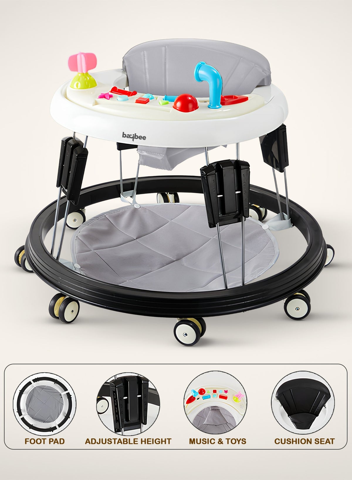 BAYBEE Indy Pro Round Baby Walker for Kids with 5 Height Adjustable ...