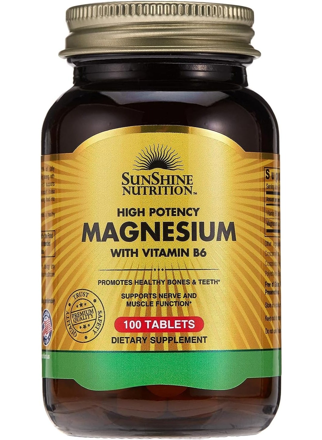 SUNSHINE NUTRITION High Potency Magnesium Infused With Vitamin B6 ...