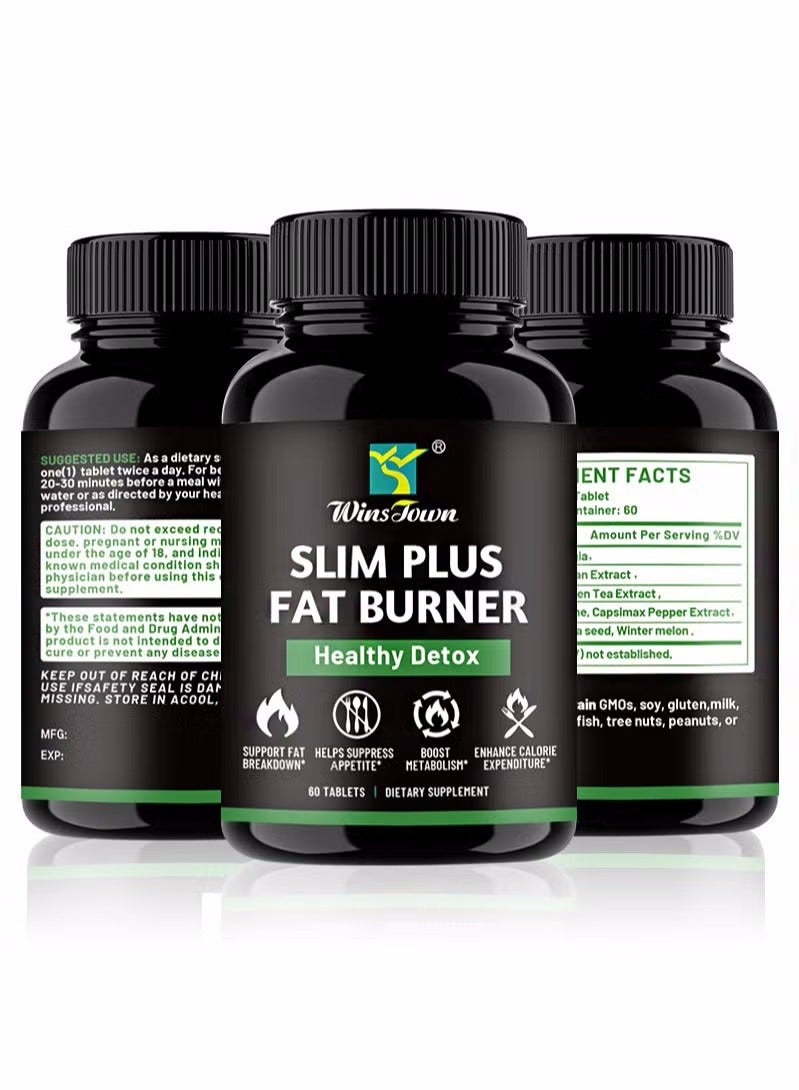 Wins Town 60 Tablets Slim Plus Fat Burner，Healthy Detox，Fat Burning ...