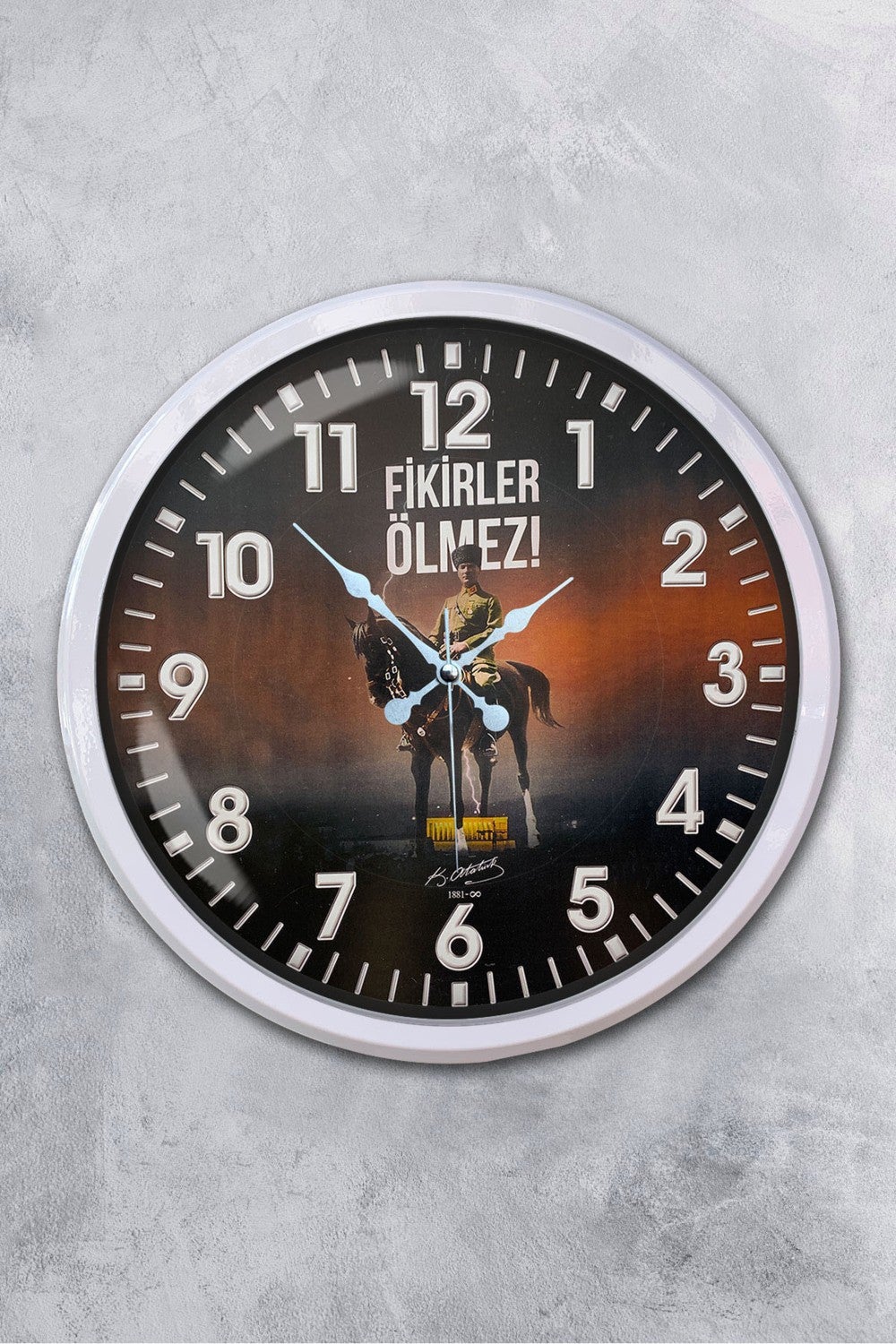 Platin Saat Platinum Clock 52 cm White Metal Gazi M. Kemal Ataturk Wall ...