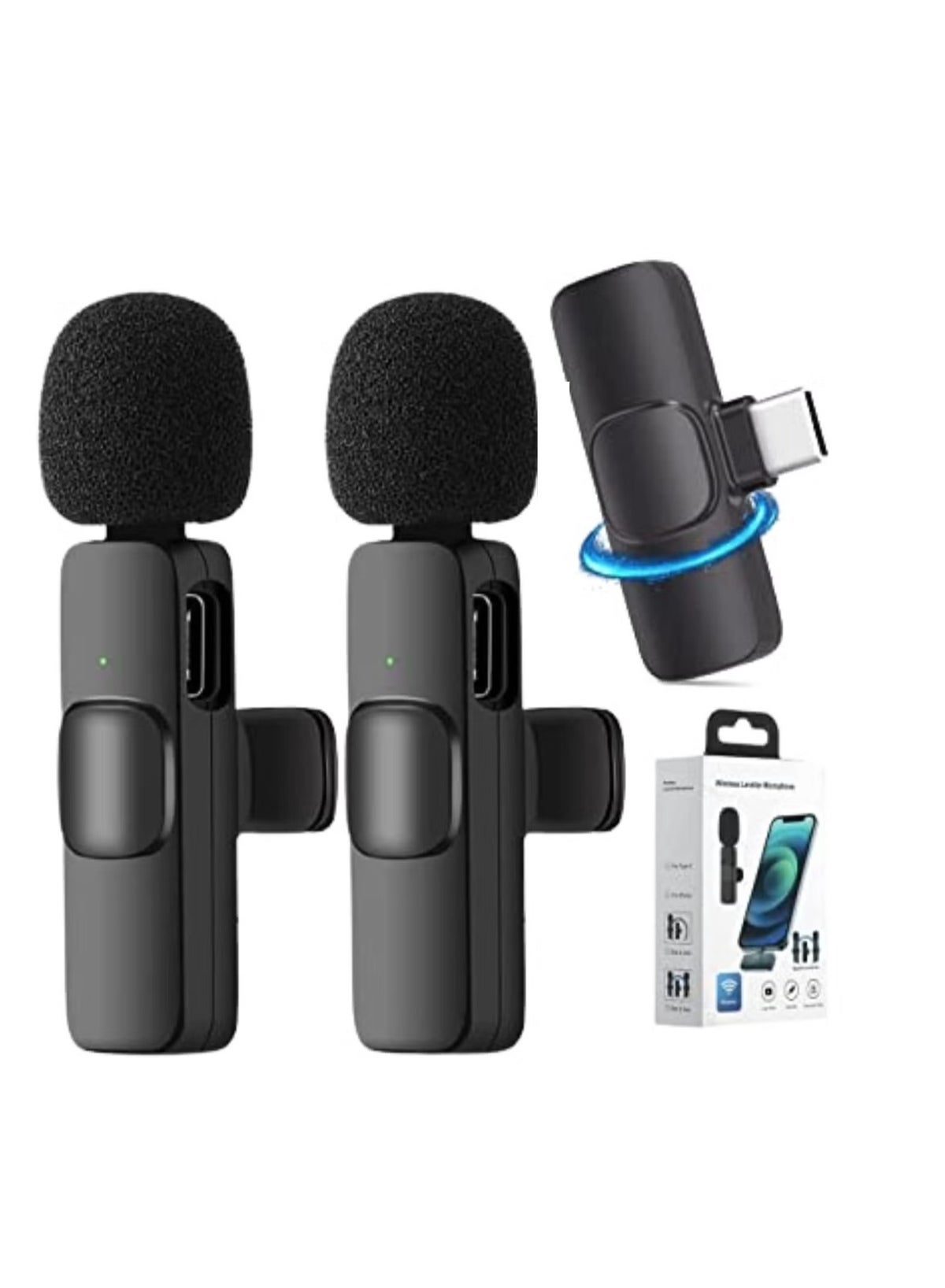 Generic K9 Wireless Microphone Dual Omnidirectional Recording Clip Mic ...