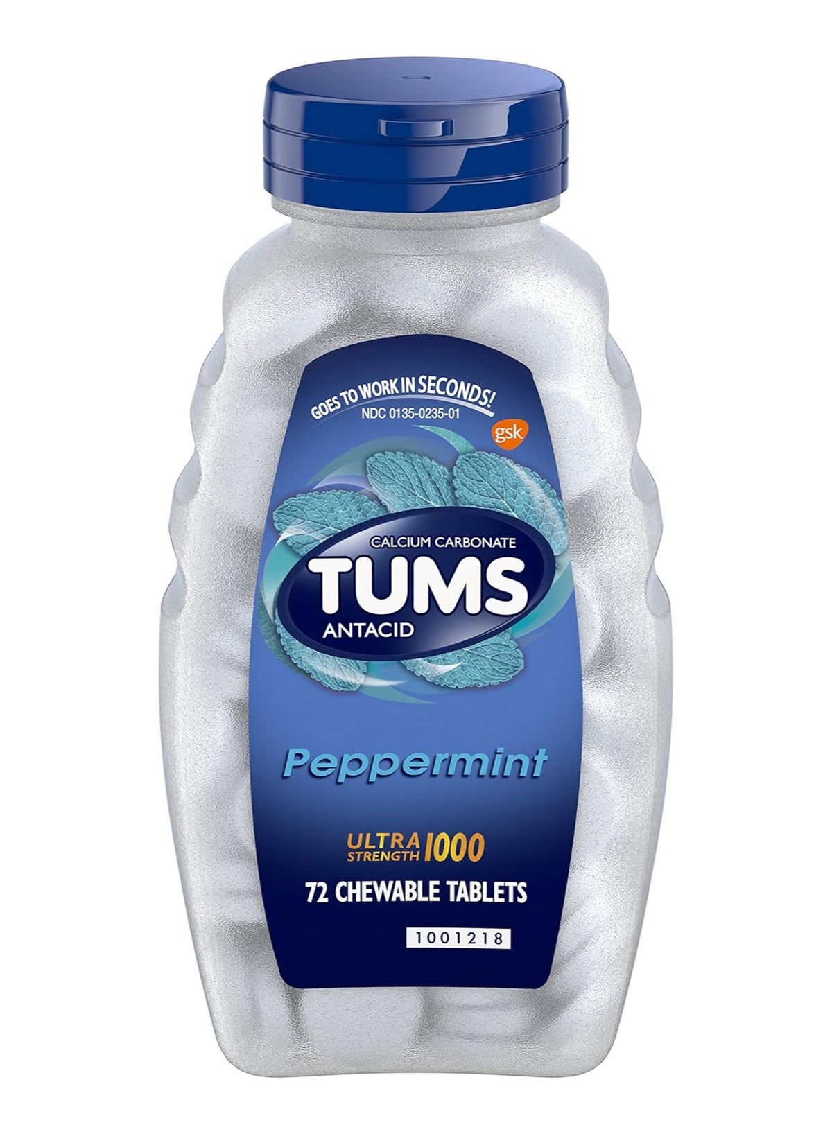 TUMS Tums Ultra Strength 1000 Peppermint Antacid Chewable Tablets, 72 ...